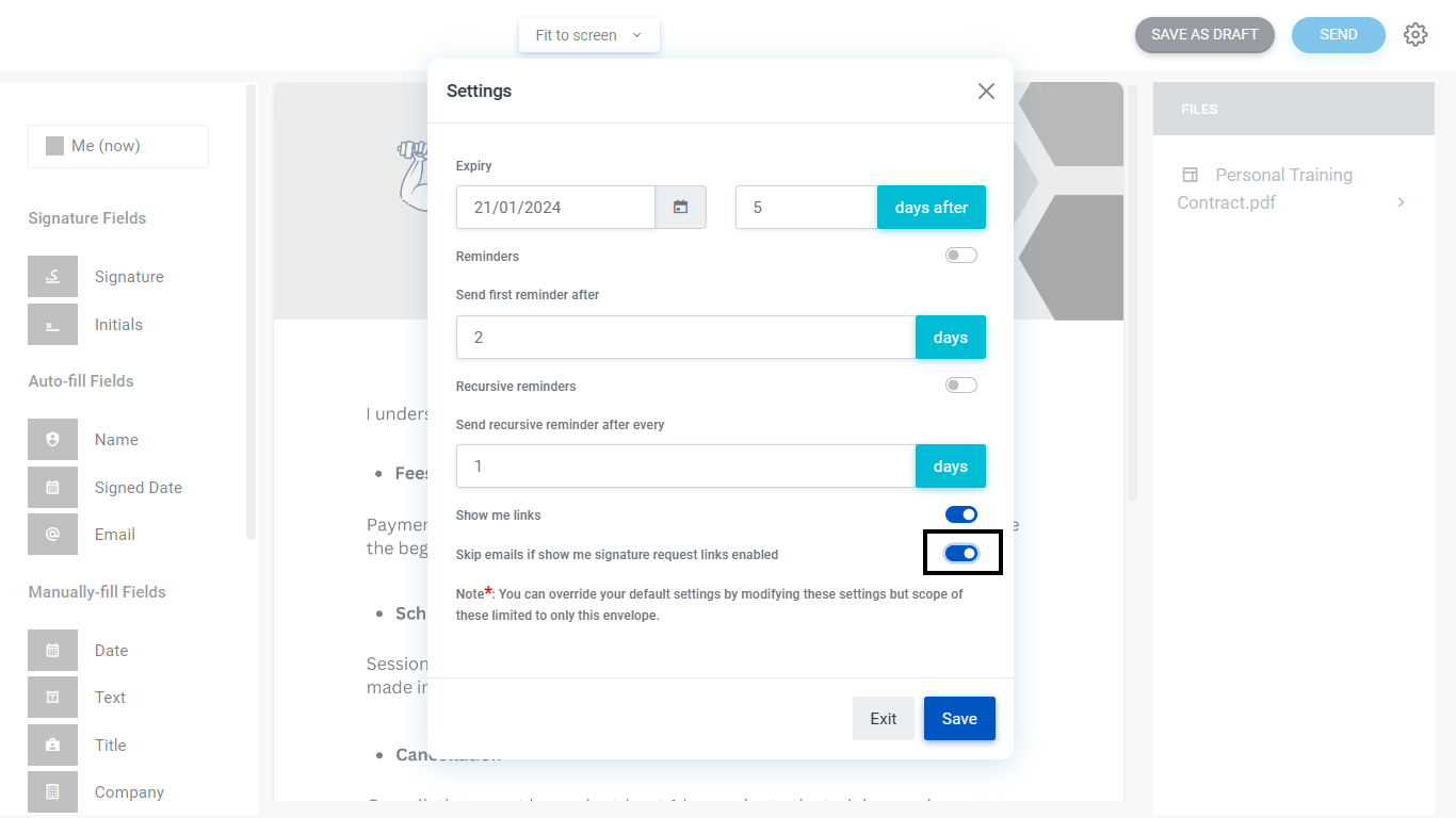 How to enable skip emails if show me links are enabled? – BunnyDoc Help ...